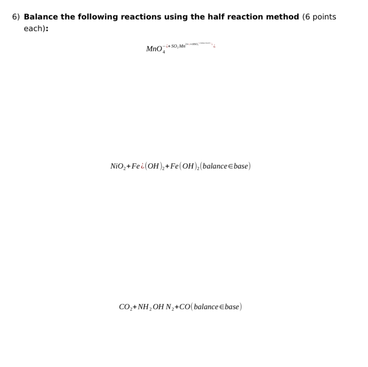 Solved Balance the following reactions using the half | Chegg.com