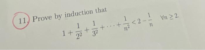 Solved 1. Prove by induction that 1+221+321+⋯+n21