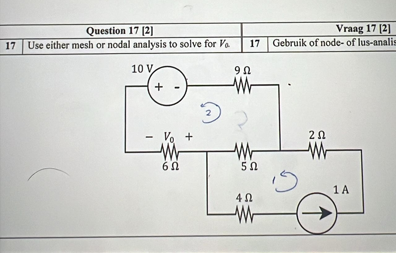 Solved Question 17 [2]17 ﻿Use either mesh or nodal analysis | Chegg.com