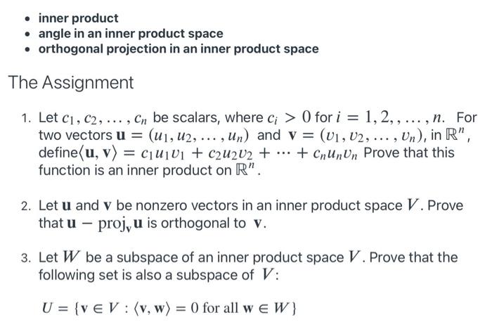 Solved .inner product • angle in an inner product space • | Chegg.com