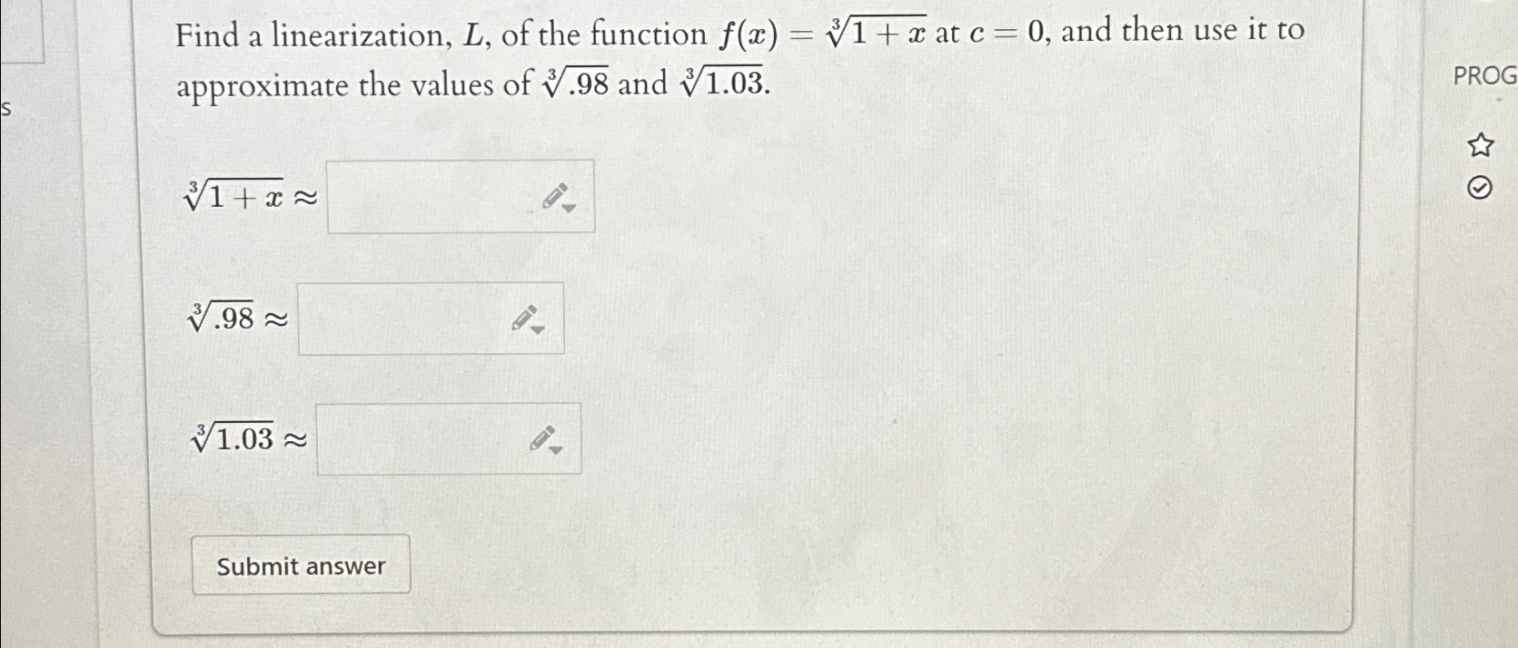 Solved Find a linearization, L, ﻿of the function f(x)=1+x3 | Chegg.com
