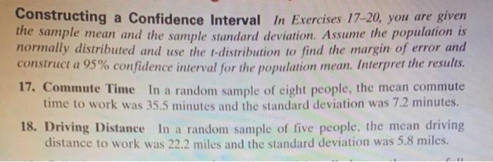 Solved Constructing a Confidence Interval in Exercises | Chegg.com