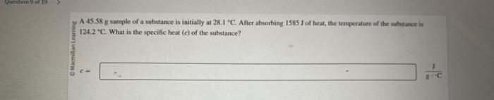 Solved A 4.5.58 g sample of a substance is initially at | Chegg.com