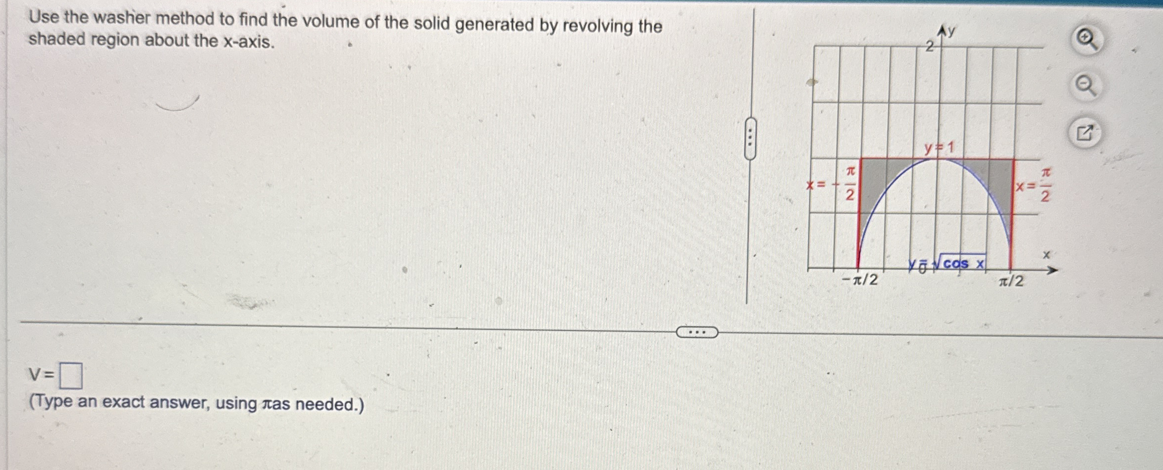 Solved Use the washer method to find the volume of the solid | Chegg.com