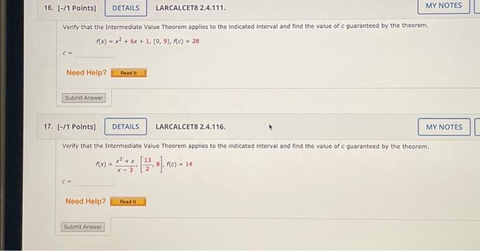 Solved 16. [-/1 Points] C = Need Help? Verify that the | Chegg.com