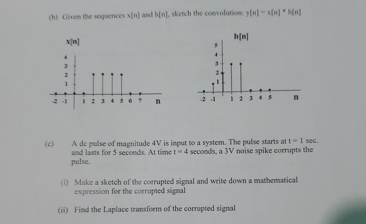 Solved (b) ﻿Given the sequences x[n] ﻿and h[n], ﻿sketch the | Chegg.com