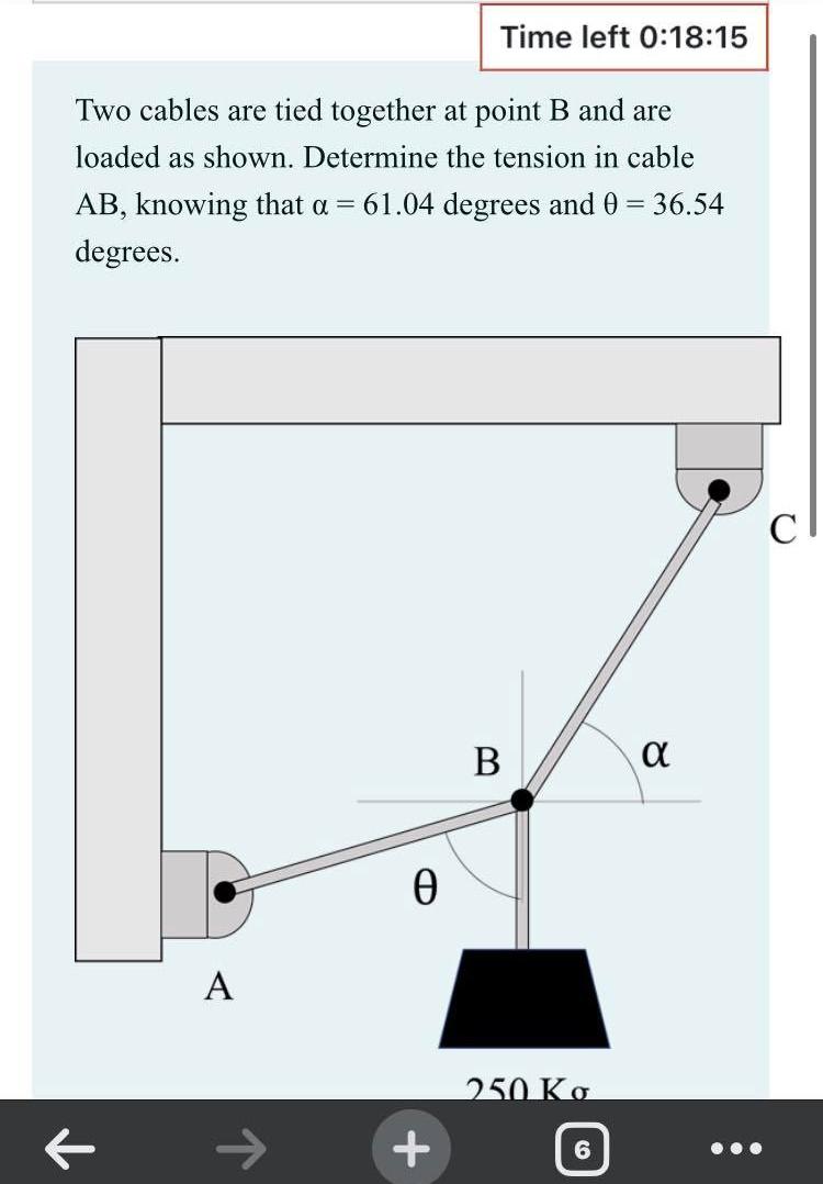 Solved Two cables are tied together at point B and are | Chegg.com