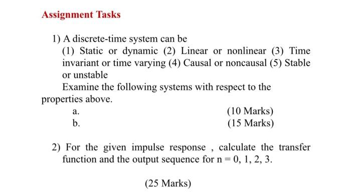 1) A discrete-time system can be (1) Static or | Chegg.com