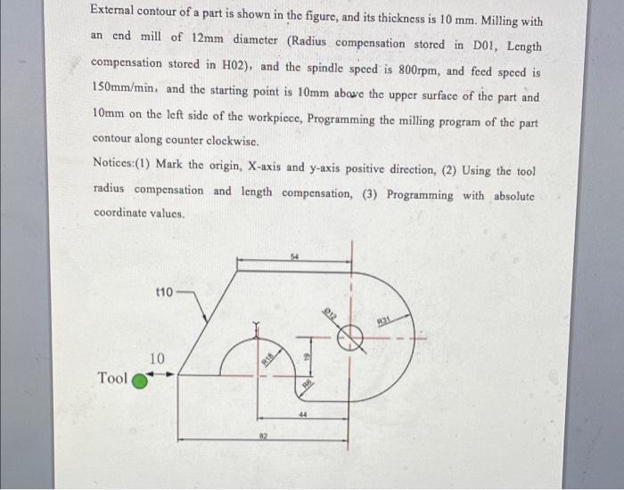 Solved External contour of a part is shown in the figure, | Chegg.com