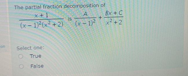 Solved The partial fraction decomposition | Chegg.com