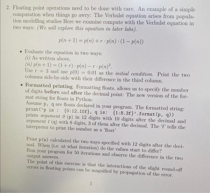 Solved 2. Floating point operations need to be done with | Chegg.com