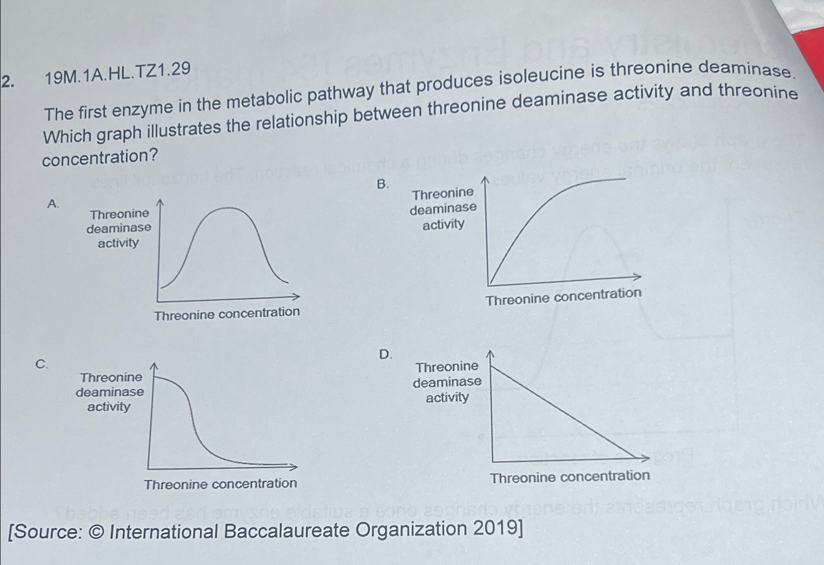 Solved 19M.1A.HL.TZ1. 29The first enzyme in the metabolic | Chegg.com