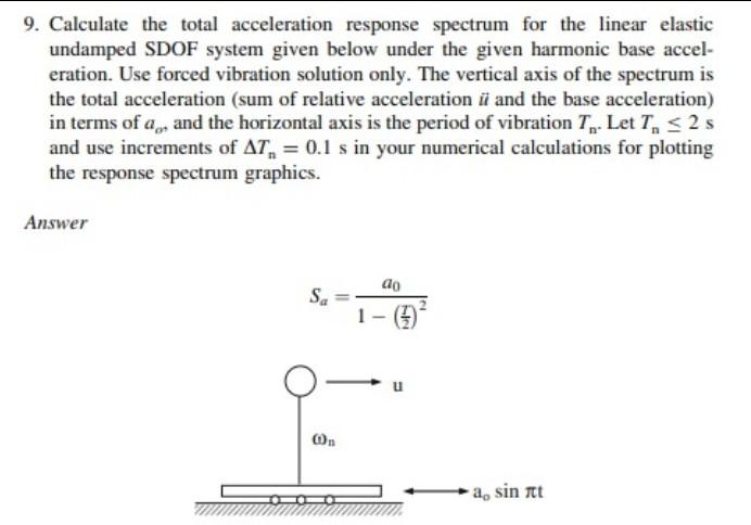 Solved 9. Calculate the total acceleration response spectrum | Chegg.com