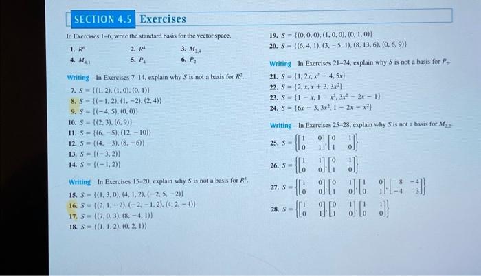 Solved In Exercises 1-6, write the standard basis for the | Chegg.com