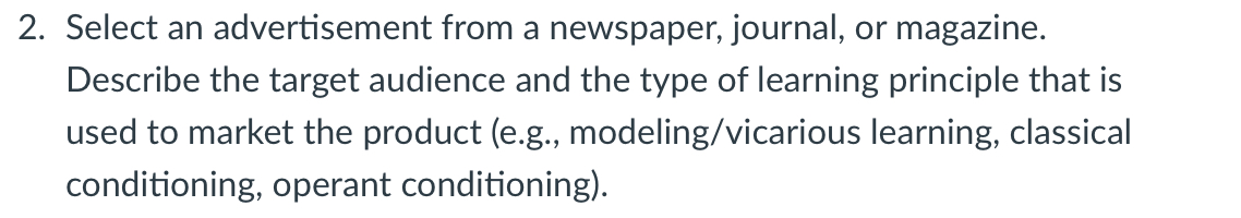 Solved Select an advertisement from a newspaper, journal, or | Chegg.com