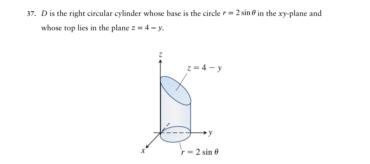 Solved D ﻿is the right circular cylinder whose base is the | Chegg.com