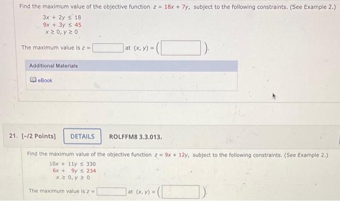 Solved Find The Maximum Value Of The Objective Function