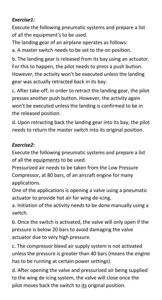 Solved Exercise 1: Execute the following pneumatic systems | Chegg.com