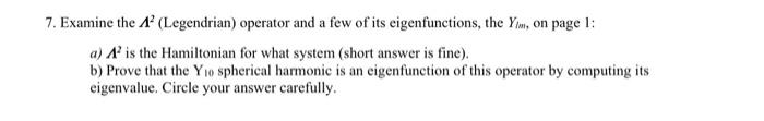 Solved 7. Examine the A (Legendrian) operator and a few of | Chegg.com
