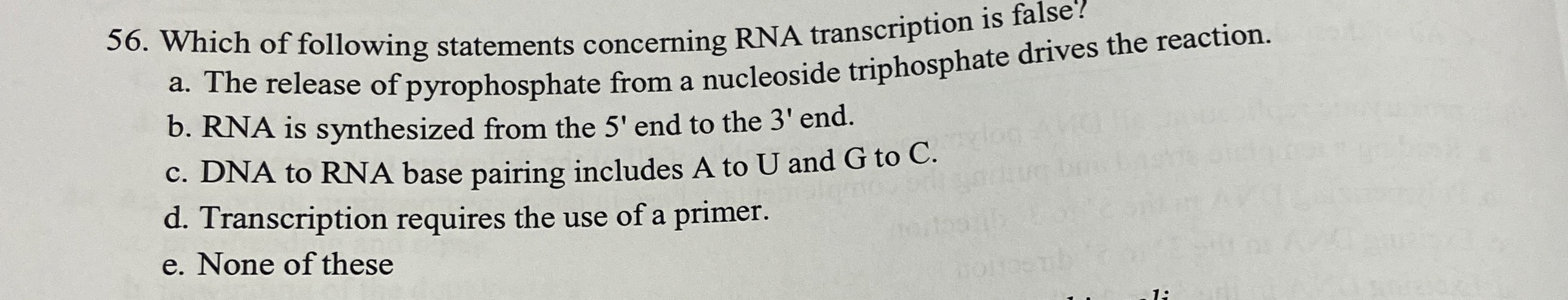 Solved Which of following statements concerning RNA | Chegg.com