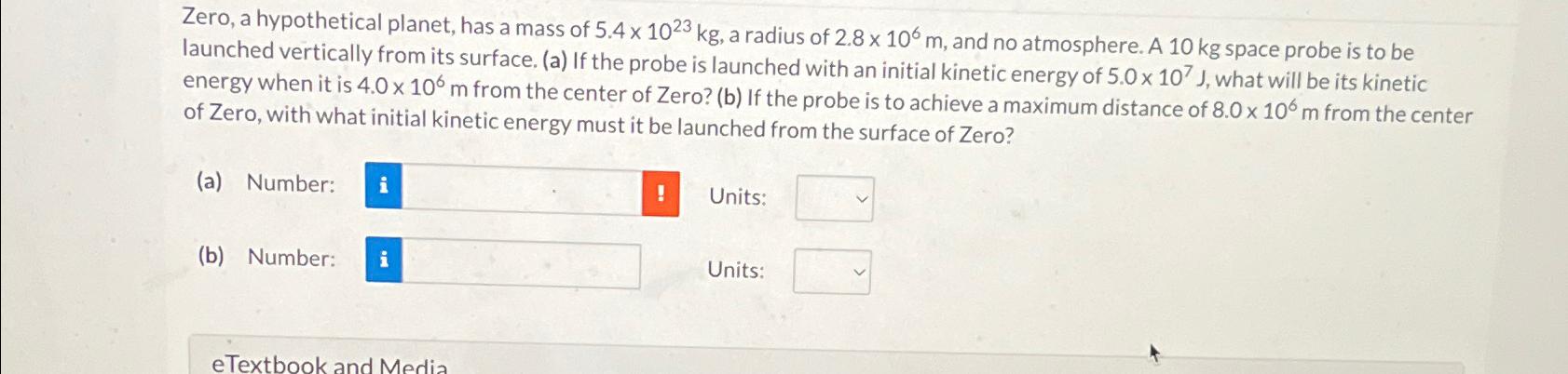 Solved Zero, a hypothetical planet, has a mass of | Chegg.com