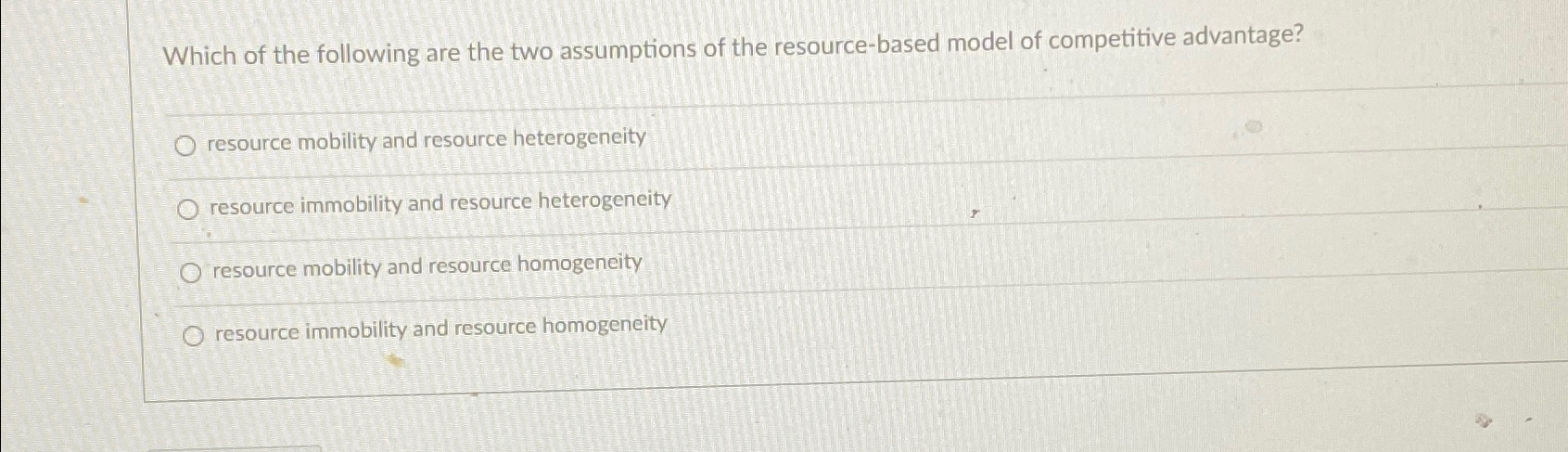 Solved Which of the following are the two assumptions of the | Chegg.com
