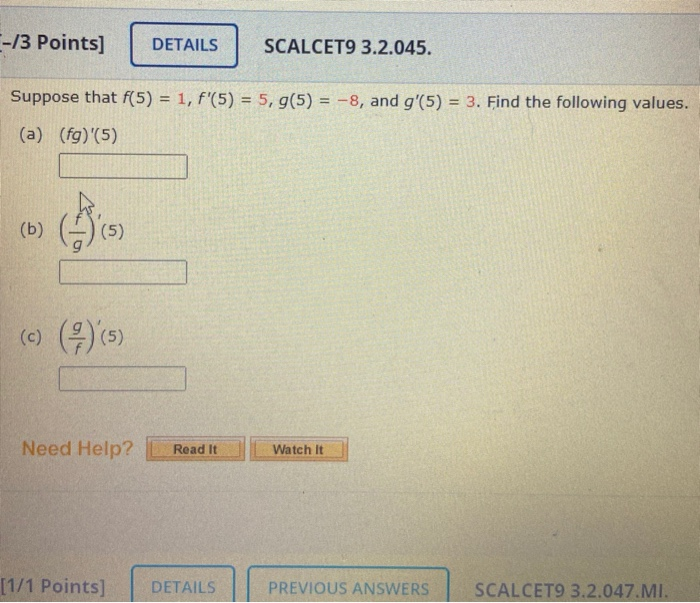 Solved --/3 Points] DETAILS SCALCET9 3.2.045. Suppose that | Chegg.com