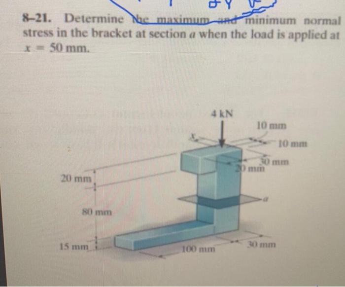Solved of 8-21. Determine de maximum minimum normal stress | Chegg.com