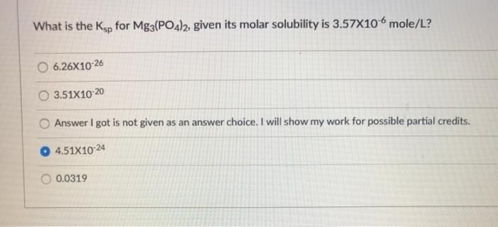 Solved What is the Ksp for Mg3(PO4)2, given its molar | Chegg.com