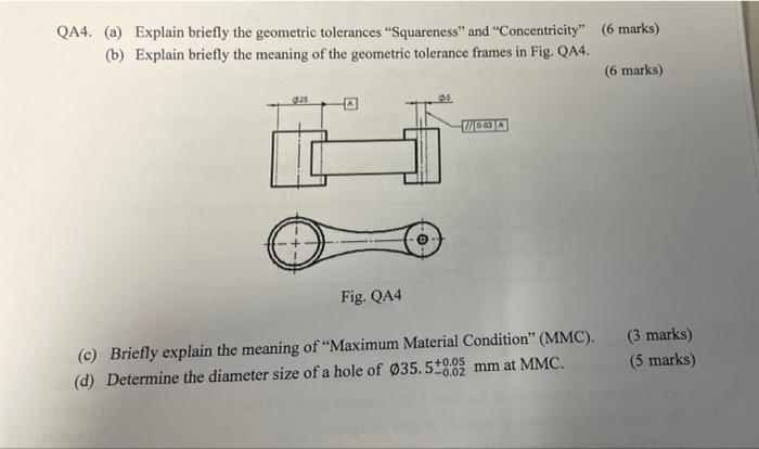 Solved QA4. (a) Explain briefly the geometric tolerances | Chegg.com