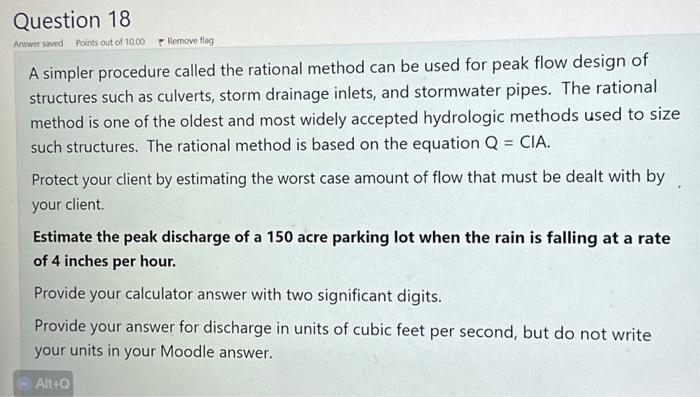 A simpler procedure called the rational method can be | Chegg.com