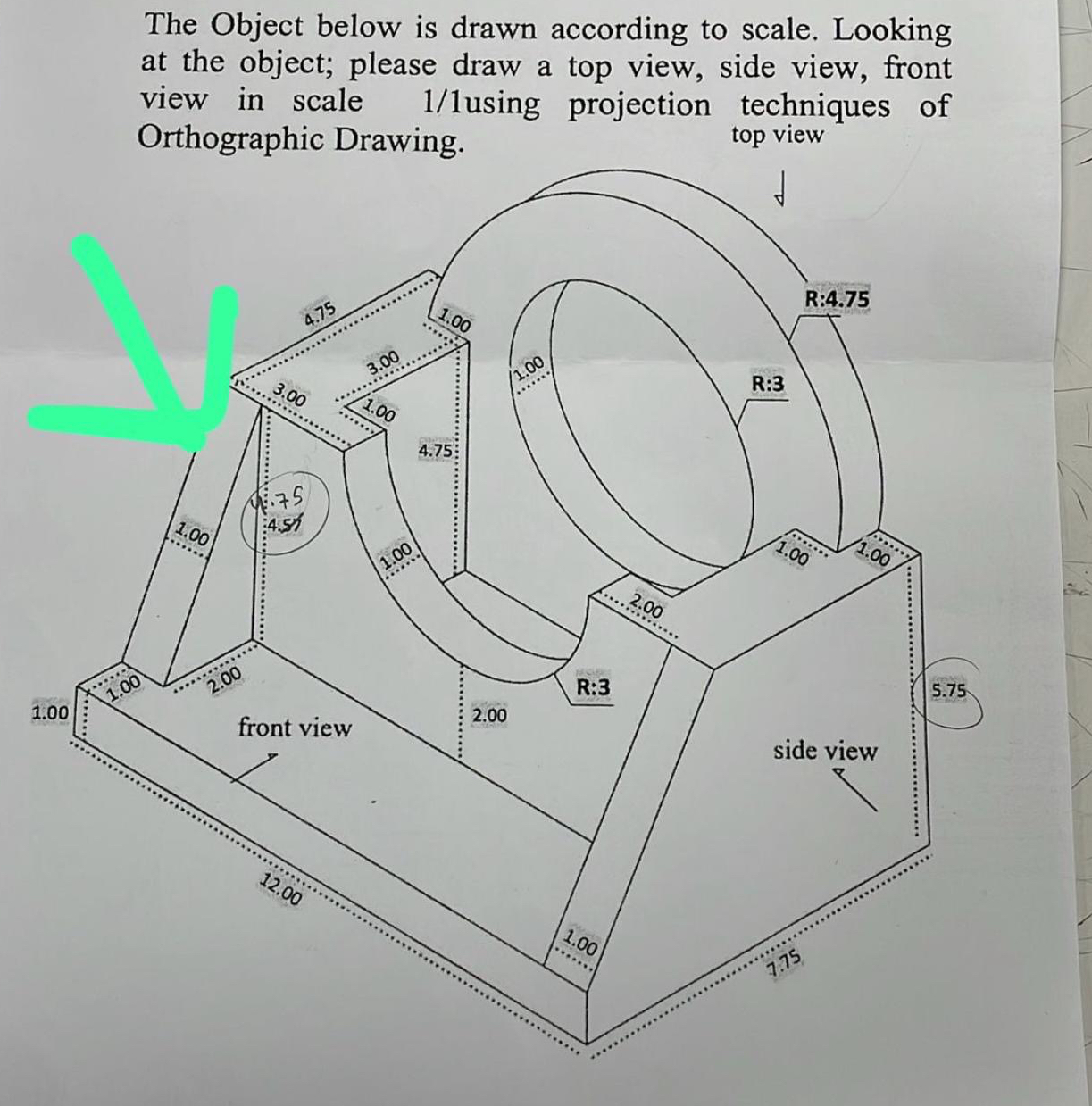 Solved The Object below is drawn according to scale. Looking | Chegg.com