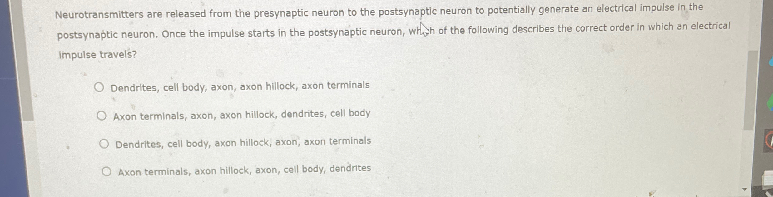 Solved Neurotransmitters are released from the presynaptic | Chegg.com
