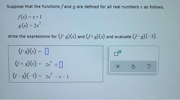 Solved Suppose that the functions fand g are defined for all | Chegg.com