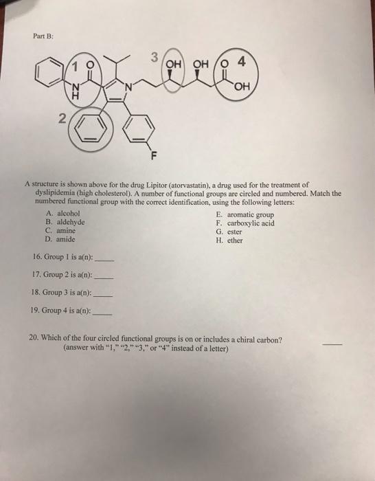 Solved Part A: Match the following functional group | Chegg.com