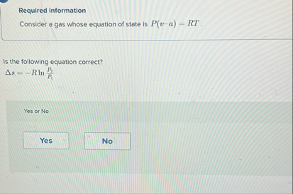 Solved Required informationConsider a gas whose equation of | Chegg.com