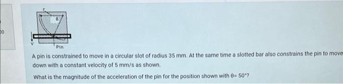 Solved A pin is constrained to move in a circular slot of | Chegg.com