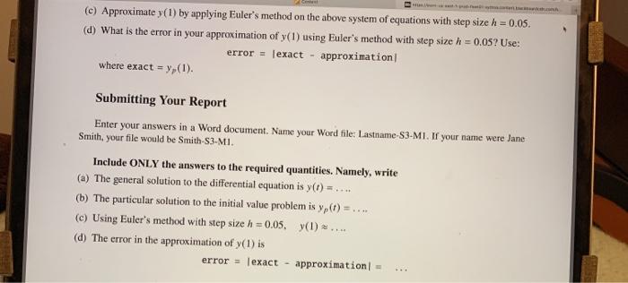 Solved -4 di Solving a Second-Order ODE Using Euler's Method | Chegg.com