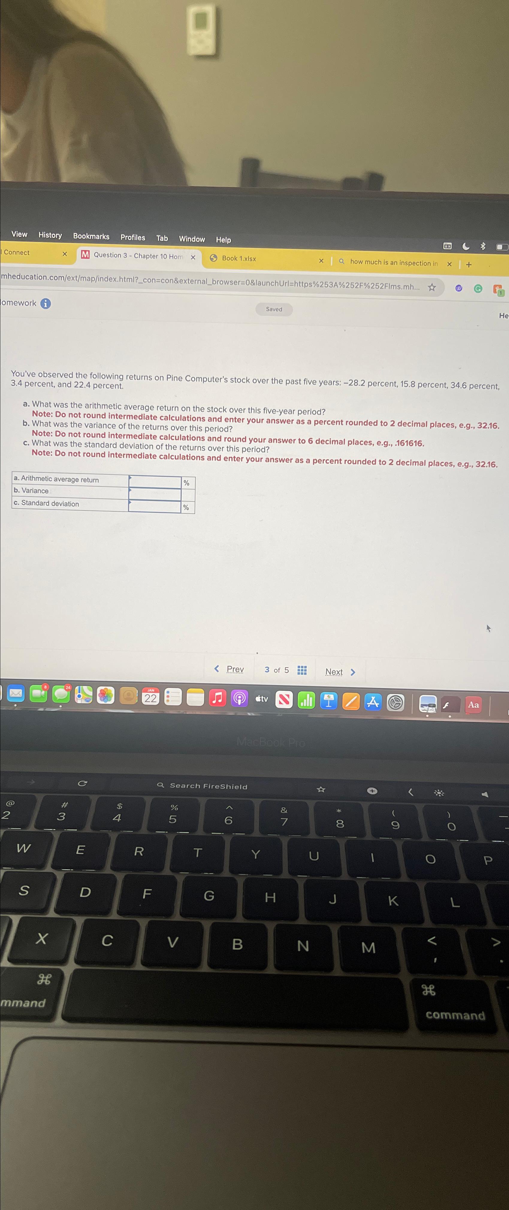Solved You've observed the following returns on Pine | Chegg.com