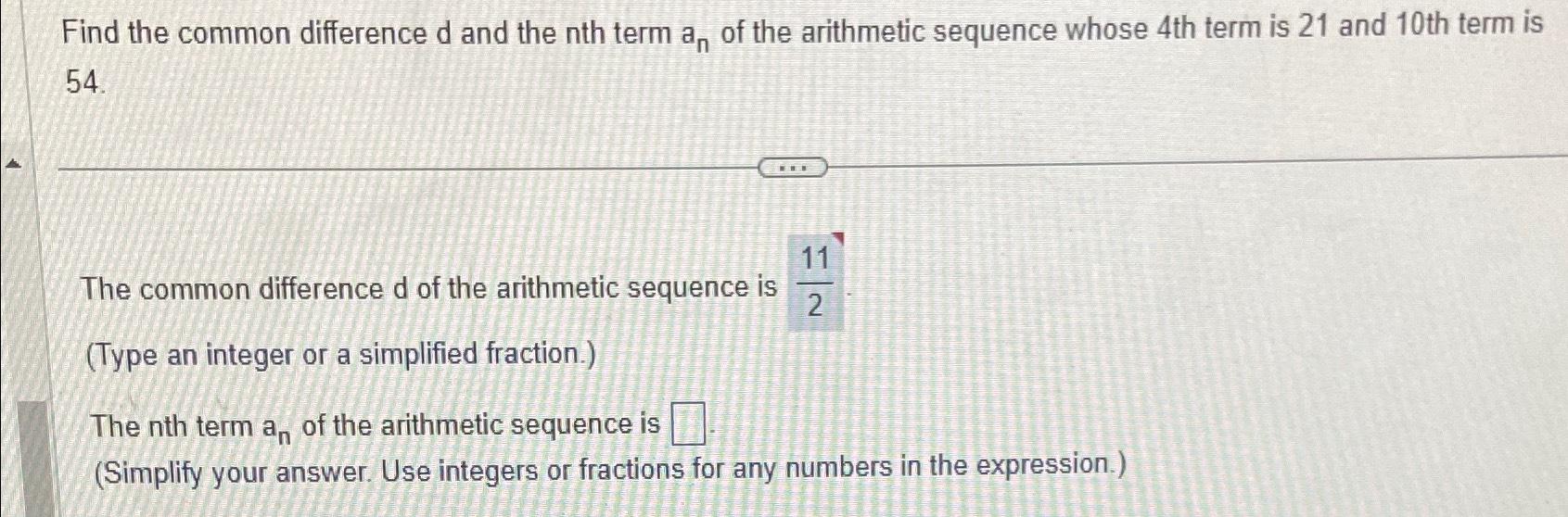 Solved Find the common difference d ﻿and the nth term an ﻿of | Chegg.com