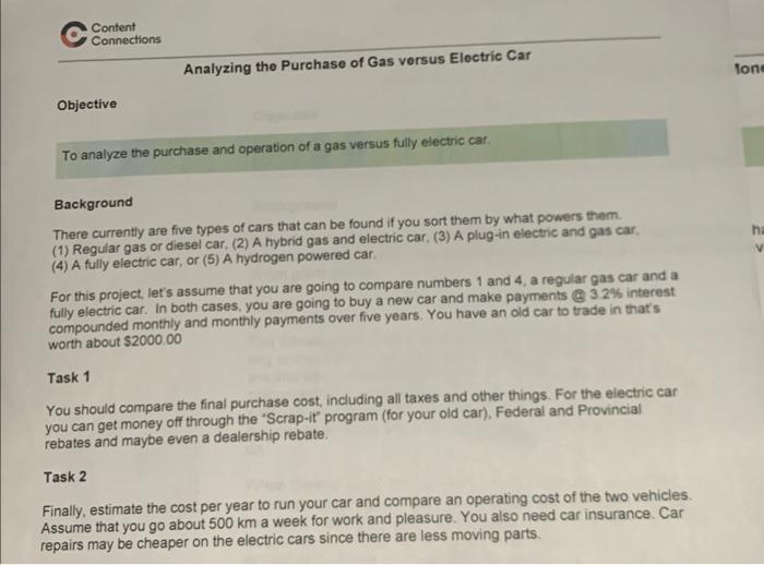 To analyze the purchase and operation of a gas versus | Chegg.com
