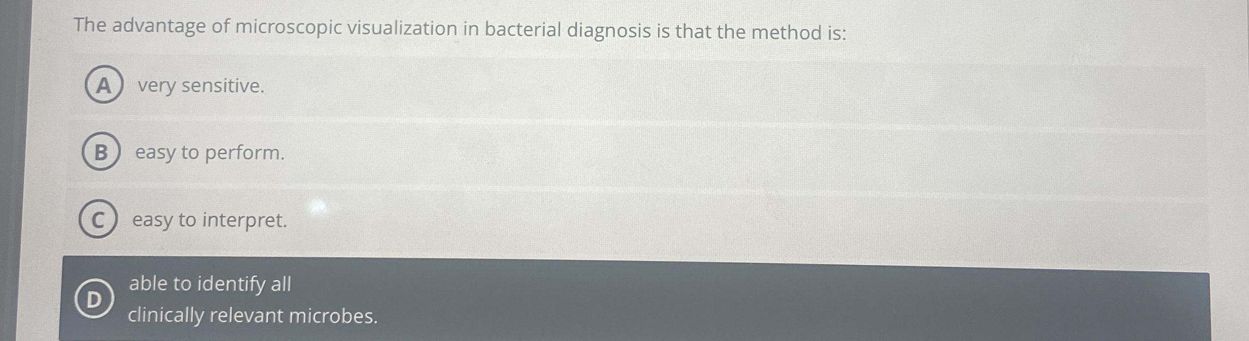 Solved The advantage of microscopic visualization in | Chegg.com
