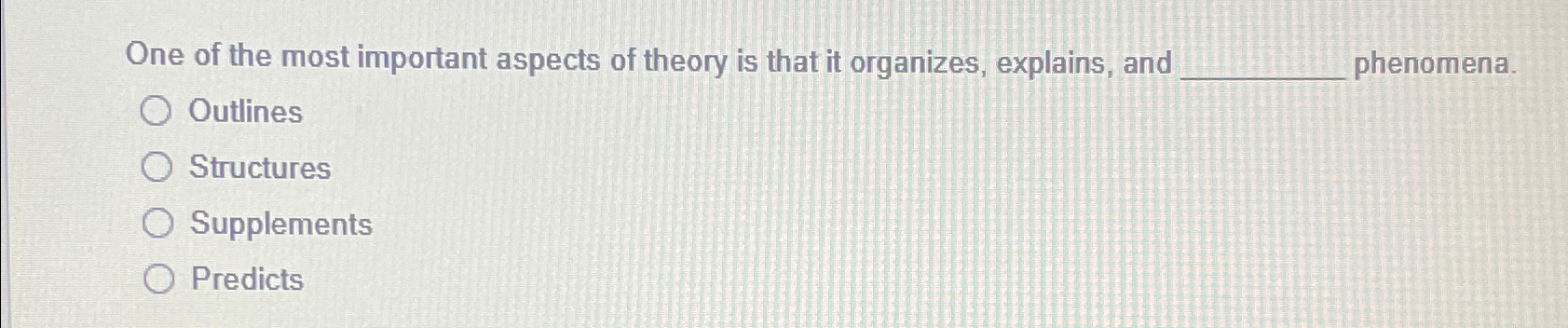 Solved One of the most important aspects of theory is that | Chegg.com