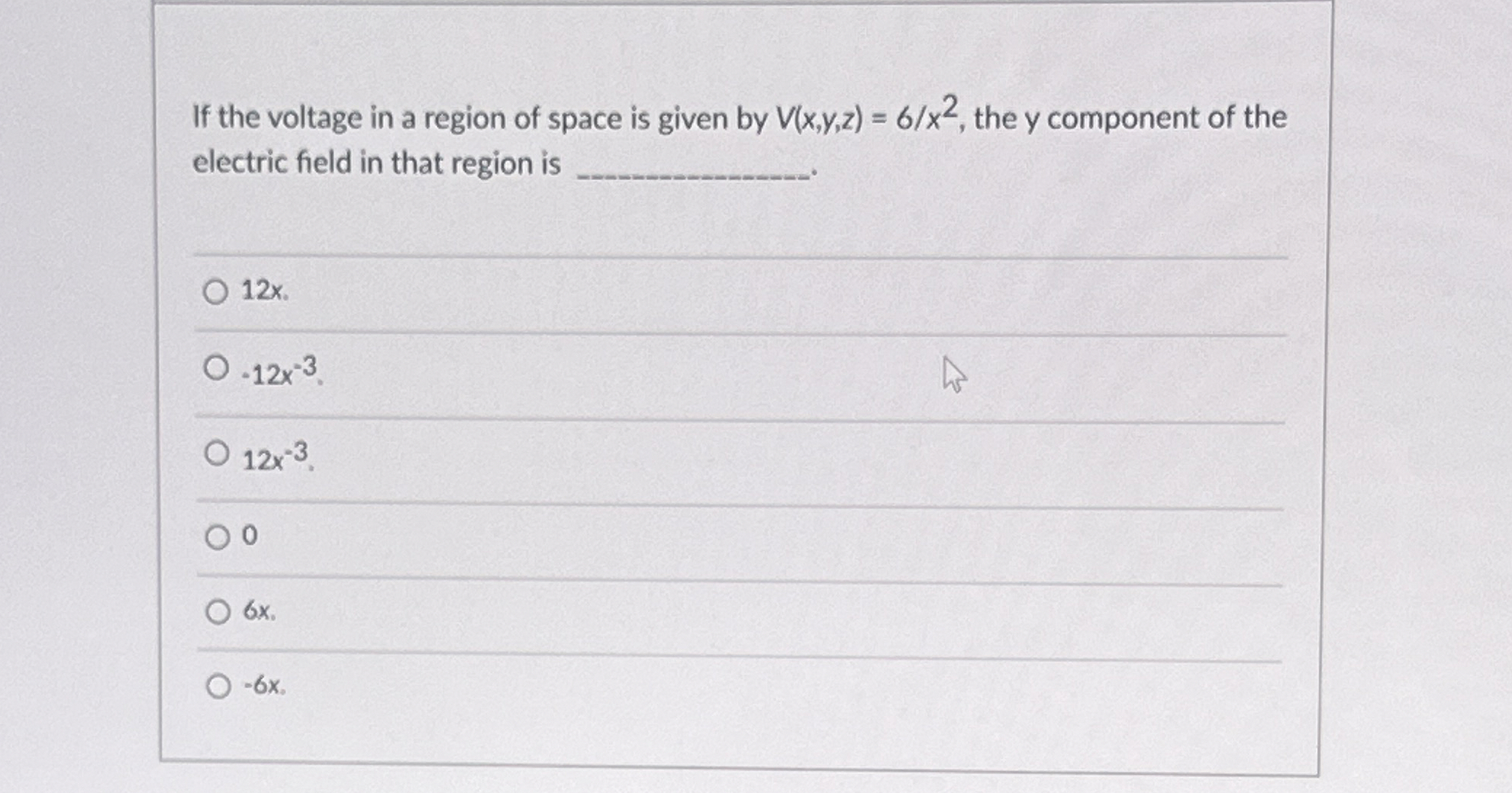 Solved If the voltage in a region of space is given by | Chegg.com