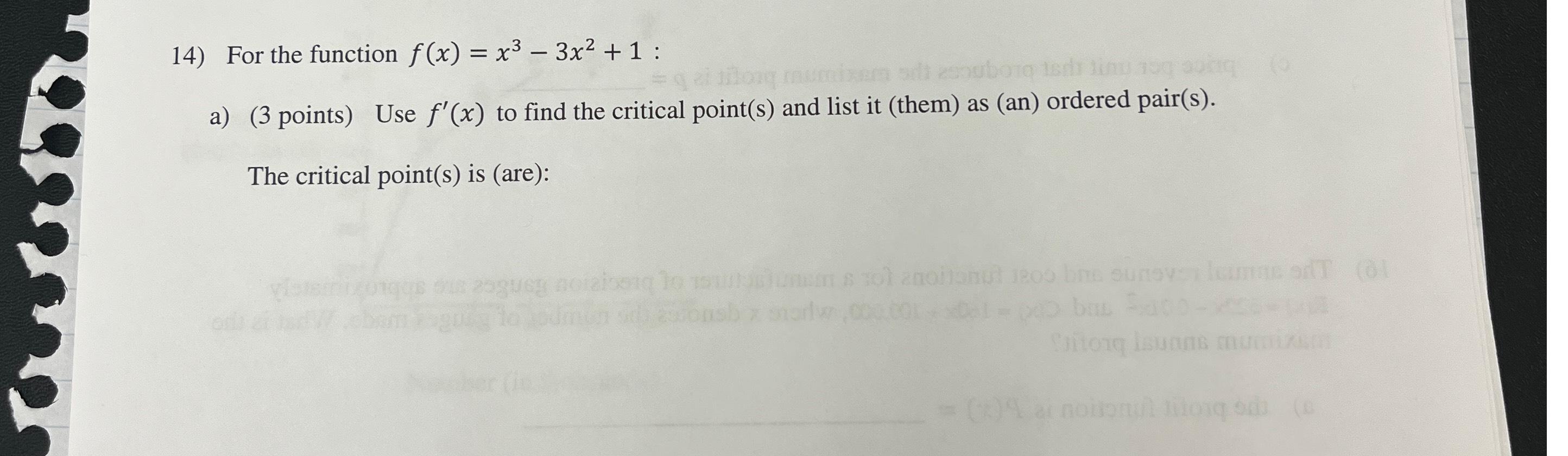 Solved For the function f(x)=x3-3x2+1 ﻿:a) (3 ﻿points) ﻿Use | Chegg.com
