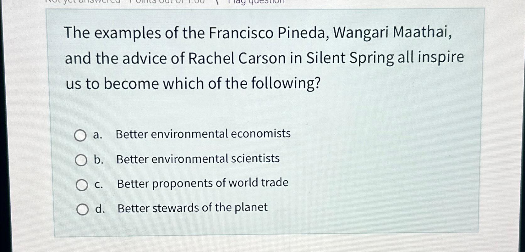 Solved The examples of the Francisco Pineda, Wangari | Chegg.com