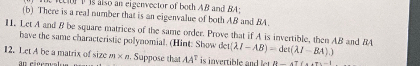 Solved (b) ﻿The poth AB ﻿and BA;11. ﻿Let A ﻿is a real number | Chegg.com