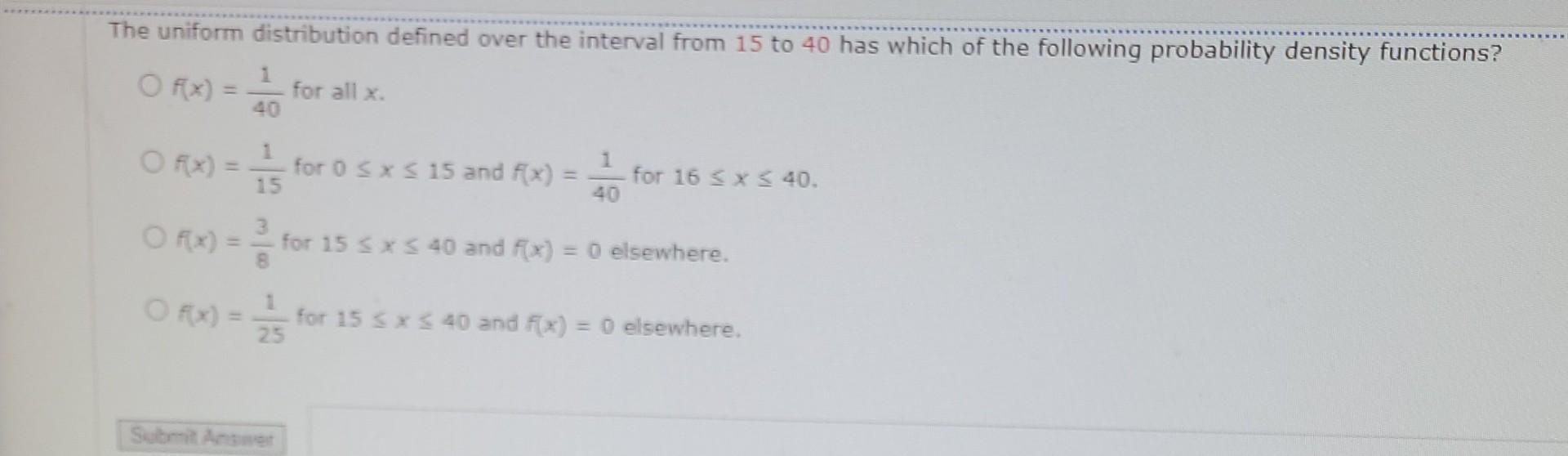 Solved The uniform distribution defined over the interval | Chegg.com