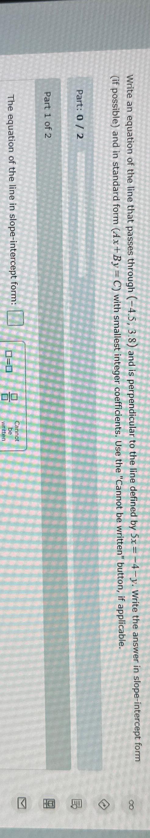 Write an equation of the line that passes through | Chegg.com