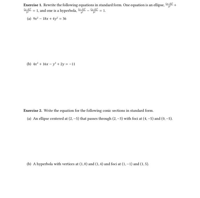 Solved Exercise 1. Rewrite the following equations in | Chegg.com